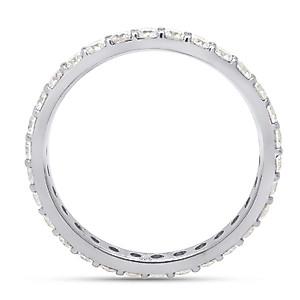 1 Carat Round Cut Lab Created Moissanite Diamond Full Eternity Stackable Wedding Band Ring For Women In 14K White Gold Over Sterling Silver (VVS1 Clarity, 1 Cttw) (1 Cttw), Ring Size 6.5