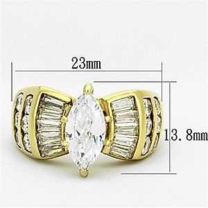 Lanyjewelry 12x6mm Marquise Cut CZ Tarnish Free Stainless Steel Engagement Ring - Size 7