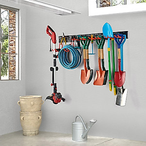 Ultrawall Multi-Storage Garage Hooks, Utility Rack with Multiple Installation Methods, Wall-Mounted Garden Tool Organizer System for Shovels, Rakes, Ladders,17pcs