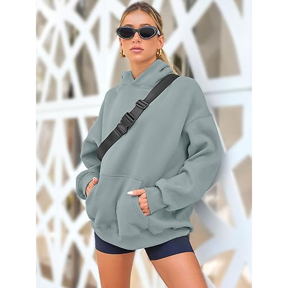 Trendy Queen Hoodies for Women Oversized Sweatshirts Cute Fleece Long Sleeve Sweaters Loose Casual Pullover Fall Outfits Winter Y2k Fashion Teen Girls 2023 Light Green