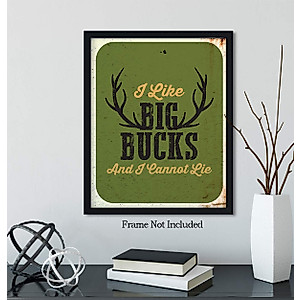 Govivo I Like Big Bucks And I Cannot Lie - Wall Decor Art Print with a green background - 8x10 unframed artwork printed on photograph paper