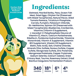 Solid Gold Dry Dog Food for Adult & Senior Dogs - Made with Oatmeal, Pearled Barley, and Fish Meal - Holistique Blendz Potato Free High Fiber Dog Food for Sensitive Stomach & Immune Support - 4 LB