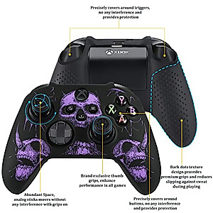 YoRHa Laser Carving Silicone Skin for Xbox Series X/S Controller x 1(Skulls Purple) with Exclusive Thumb Grips x 8