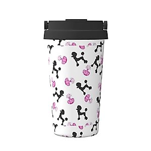 girly red perfume bottle and poodle Print 500ml Stainless Steel Travel Tumbler Double Wall Vacuum Insulated Coffee Mug