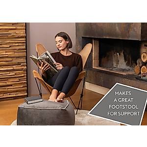 English Home Ottoman Pouffe, Comfortable Cube Foot Stool, Soft Velvet Bean Bag, Home Decor Footstool Extra Seating for Living Room, Bedroom, Casha, 17.7x17.7 inch (45x45 cm), Grey