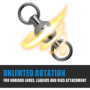 Dr.Fish 50 Pack Fishing Ball Bearing Swivels Saltwater Fishing Swivels Stainless Swivels Fishing Tackle Heavy Duty Black Nickel Terminal Tackle Barrel Swivels Leader Lures Connector Offshore Size 5