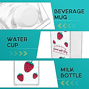 Cabilock 500ml Strawberry Printed Milk Box Milk Carton Water Bottle Plastic Milk Box Juice Bottle Empty Milk Container Water Bottle