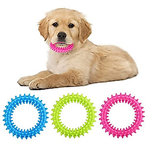 cobee Puppy Teething Chew Toys, 3 Packs Small Dog Puppy Toy Ring 360° Clean Pet Teeth and Soothe Itching Rubber Dog Chew Toy Oral Health Puppy Interactive Chew Toys