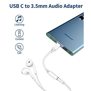 USB C to 3.5mm Headphone Jack Adapter, 2 Pack ENVEL Type C to Aux Audio Cable Compatible with iPhone 15 Pro Max Samsung Galaxy S23 S22 S21 S20 FE Ultra 5G, iPad Pro, Google Pixel 5/6/7