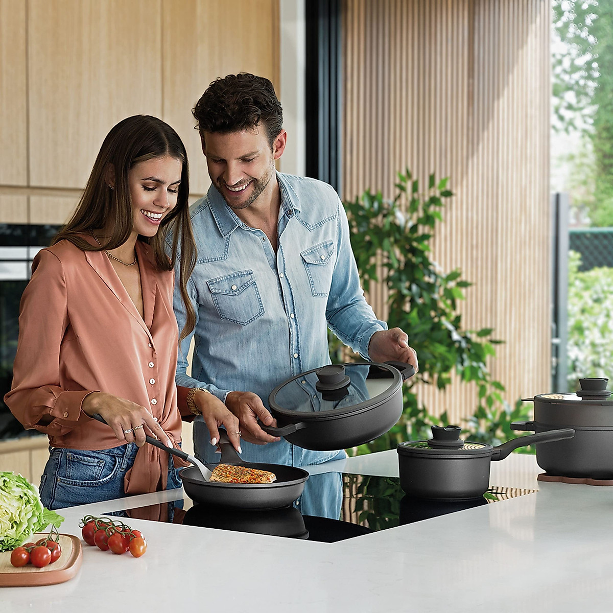 Berghoff Stone Nonstick 11in Fry Pan, Ferno-Green, Non-Toxic Coating, Stay-cool Handle, Induction Cooktop