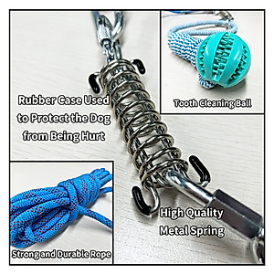 Bungee Dog Toy Set，Dog Outdoor Bungee Solo Hanging Toy，Tether Tug of War Dog Toys for Pitbull Medium/Large Aggressive Chewers to Muscle Build, Interactive Excise 16ft Spring Pole Rope with Chew Toys