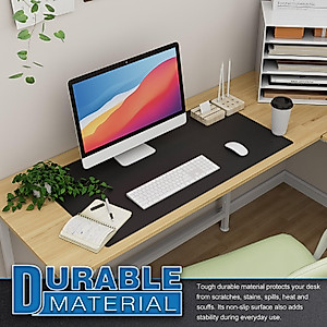K KNODEL Desk Mat, Mouse Pad, Desk Pad, Waterproof Desk Mat for Desktop, Leather Desk Pad for Keyboard and Mouse, Desk Pad Protector for Office and Home (Black, 31.5" x 15.7")