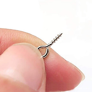 500Pcs Screw Eyes Pins,5 x 10mm Eye Shape Screw Hooks Metal Hoop Peg Small Screw Screw-in Eye Bolts for Workplace Office/DIY Jewelry Making/Art Findings Resin(Sliver)