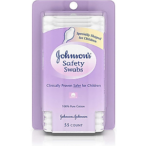 Johnson's 008256OurBundle Non-Chlorine Bleached Safety Ear Swabs for Babies and Children, 55 ct ( Pack of 2)