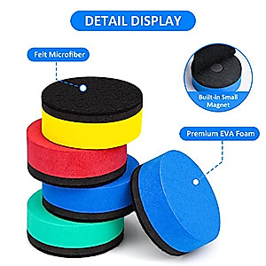 EAONE 48 Pack Dry Erase Eraser, Magnetic Whiteboard Erasers Mini Circle Dry Eraser Chalkboard Cleaner Bulk for Kids Students Classroom, Homeschool and Office(1.97 x 1.97 inch, 4 Colors)