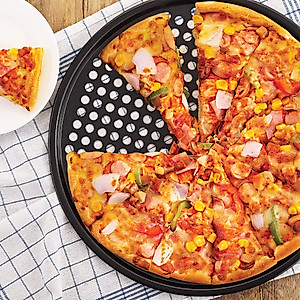 Fox Run Pizza Pan and Crisper, set of 2, Black