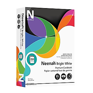 Neenah Premium Cardstock, 8.5" x 11", 65 lb/176 gsm, Bright White, 250 Sheets (91904)