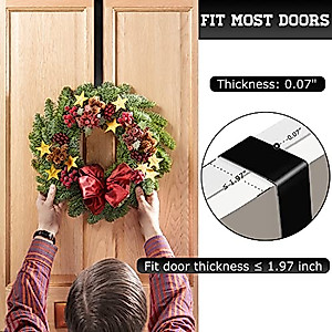 Komotu 15" Wreath Hanger for Front Door - Halloween Christmas Easter Decoration Metal Over The Door Single Hook Ornament Wreath Door Hanger (Black)