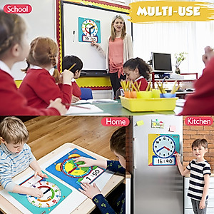 Magnetic Writable Dry Erase Learning Clock | Clock for Kids Learning to Tell Time | Large 12" Demonstration Teaching Time Practice Clock with Dry Erase Writing Surface | Pen Included | (Dark Blue)