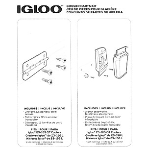 Igloo Cooler Heavy-Duty Stainless Steel Parts Kit - 2 Latches, 3 Hinges, Latch Posts & Screws