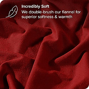 Bare Home Flannel Duvet Cover - Twin/Twin Extra Long - 100% Cotton, Velvety Soft Heavyweight Premium Flannel, Double Brushed - Includes Sham Pillow Covers (Twin/Twin XL, Red)