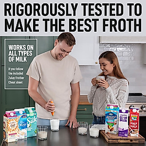 Zulay Powerful Milk Frother Handheld Foam Maker for Lattes - Whisk Drink Mixer for Coffee, Mini Foamer for Cappuccino, Frappe, Matcha, Hot Chocolate by Milk Boss (Orange/Green)