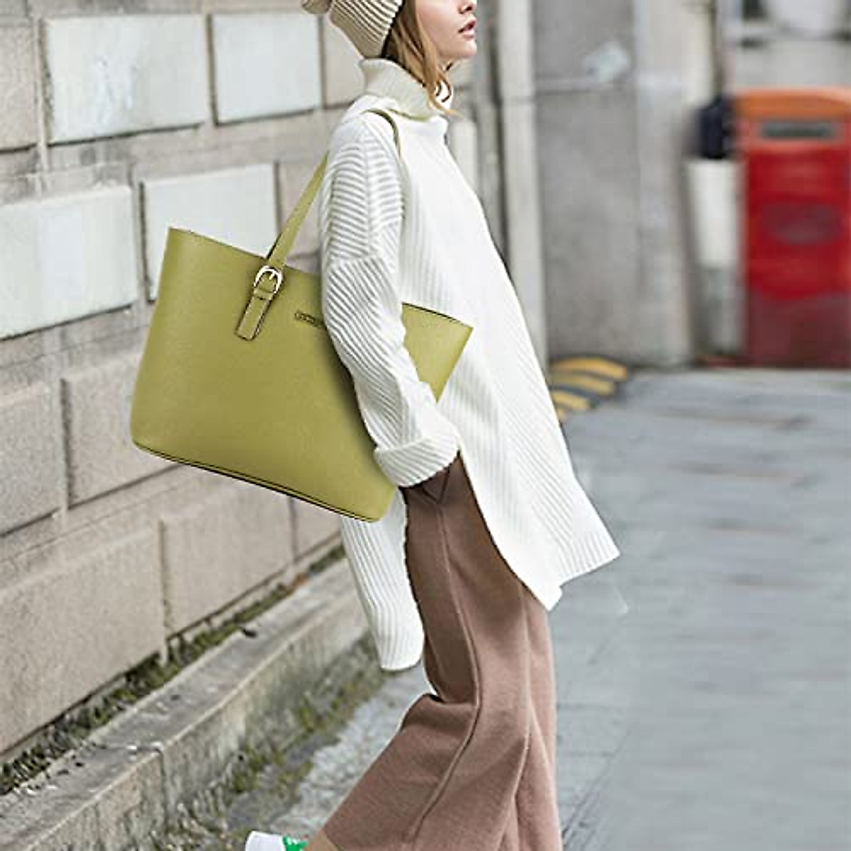 Banuce Leather Handbags for Women Purse Large Capacity Shoulder Tote Bag for A4 and 9.7 Inch iPad