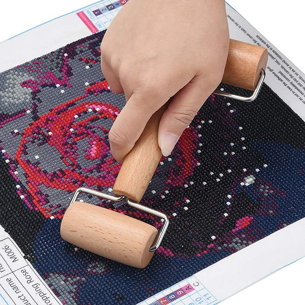 1 Piece 2-In-1 Style Pastry Pizza Roller Wooden Brayer Wooden Rolling Pins Wood Dough Roller 5D Diamond-Paint Art ool Wooden Roller for Baking or Ceramic Pottery Clay Working