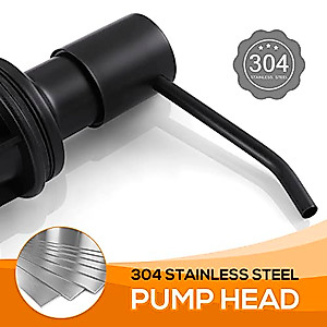 Built in Soap Dispenser for Kitchen Sink Matte Black Soap Dispenser Pump Stainless Steel Pump Head, Counter Soap Dispenser Refill from The Top with 17 Ounce PE Bottle