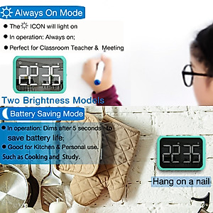2 Pack Digital Kitchen Timer for Cooking, Large Magnetic Countdown Visual Classroom Timer for Kids, with Continuous Light Function for Teachers and Students