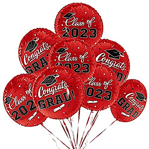 Graduation Party Decorations , Congrats Grad Balloons for 2023 Graduation Party Supplies,12 pcs Class Red Balloons, 17 Inch