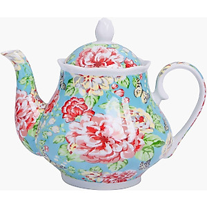 European Style Ceramic Teapot Coffee Pot Water Pot Porcelain Vintage Gift Tea Pot - 37 Oz - May Blossom