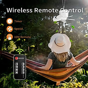 UNbeaten Portable Camping Fan for Tents with Hanging Hook, 8000mAh Battery Operated,Remote Control,Timer,4 Speeds,USB Rechargeable for Camping Outdoor