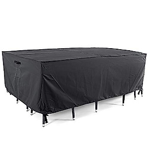 Tempera 90''L x 60''W x 27.8''H Outside Table and Chair Covers, Outdoor Dining Set Cover, Patio Furniture Cover Waterproof, Windproof for Winter, Rectangle, Space Grey