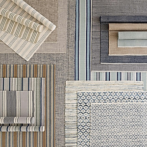 Dash and Albert Swedish Stripe Cotton Area Rug - 2' x 3' Blue - Striped Handwoven Accent Rug - Durable, Lightweight, High Traffic Areas - Hallways, Bedrooms, Stairs