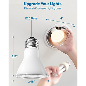 Sunco 4 Pack PAR20 LED Bulbs 50W Equivalent 7W Dimmable, CRI90 2700K Soft White 470 Lumens E26 Medium Base IP65 Waterproof Indoor Outdoor Home Super Bright Wide Area Flood Light - UL