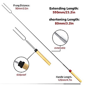 Ezire Marshmallow Roasting Sticks, Extendable Telescoping Smores Skewers for Fire Pit Campfire BBQ Hot Dog Marshmellow 32inch (8Pcs)