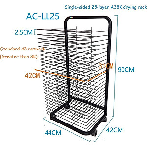EUKKIC Drying & Print Racks Mobile Classrooms, Art Studio, 25-Shelf Mobile Drying Rack with Wire Shelves for Works of Art, Black Powder Coated Finish (Color : 25-Layer)