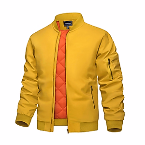 KEFITEVD Classic Quilted Jackets for Men Flight Bomber Jacket Winter Windproof Jacket Mens Midweight Quilted Bomber Jacket