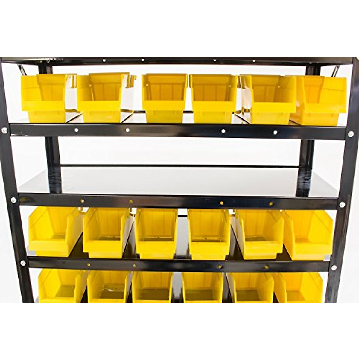 Erie Tools® TLPB60 60 Parts Bin Shelving Organize with Plastic Bins for Garage, Shop, and Home Storage