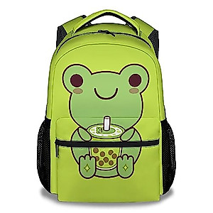 COOPASIA Frog Backpack for Girls Boys, 16 Inch Frog Theme Bookbag with Adjustable Straps, Durable, Lightweight, School Bag with Large Capacity