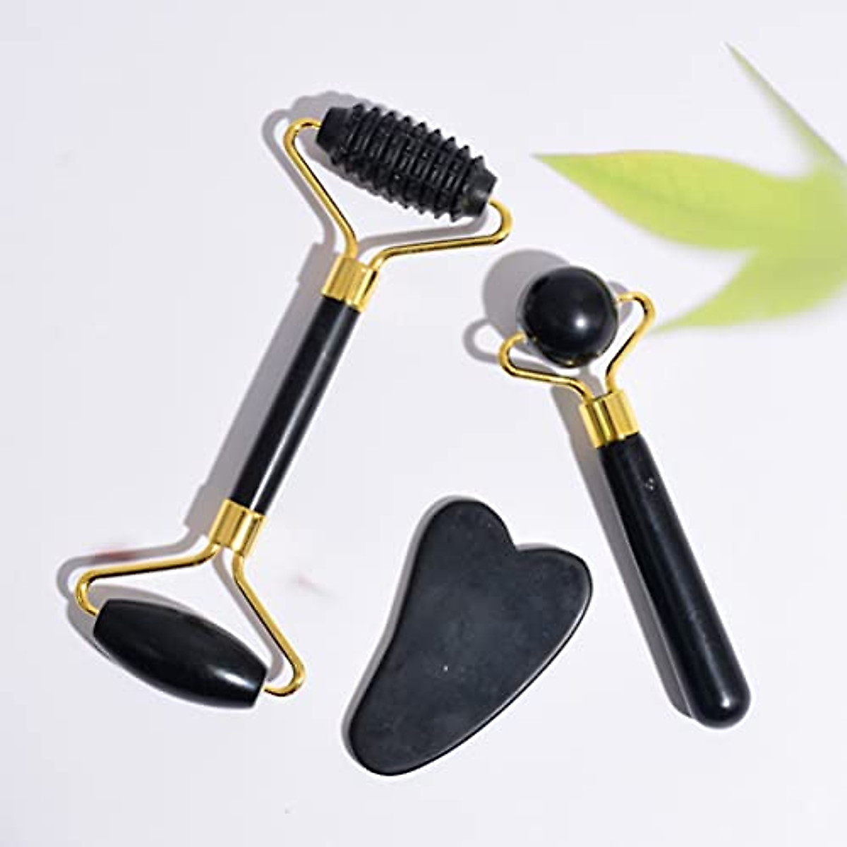 Beaupretty Massage Roller Massagers 2pcs Facial Roller Jade Face Massager Obsidian Eyes Cheeks Forehead Neck Skin Care Tool for Reduce Wrinkles Puffiness Massagers Skin Care Tools