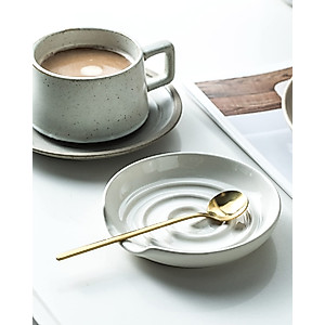 LYEOBOH Spoon Rest for Stove Top, 5 Inch Ceramic Spoon Rest, Spoon Holder for Kitchen Counter, Coffee Spoon Rest Utensil Rest for Spatulas, Spoons, Tongs, Ladles, Kitchen Decor, Cream White