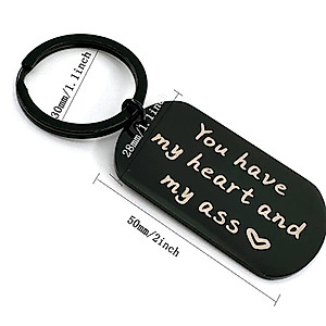ZAHSY Christmas Gifts for Boyfriend Husband Anniversary Valentines Gifts from Girlfriend Wife You Have My Heart and My Ass Keychain for Boyfriend BF Gifts Husband Birthday Gift
