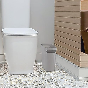 Vtopmart 4 Pack Plastic Small Trash Can, 1.5 Gallon/5.7 L Office Grey Bin with Built-in Handle, Slim Waste Basket for Bathroom, Bedroom, Home Office, Living Room, Kitchen