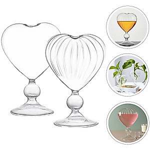 Cabilock 2pcs Cocktail Glasses Unique Wine Glasses Heart-shaped Romantic Juice Goblets