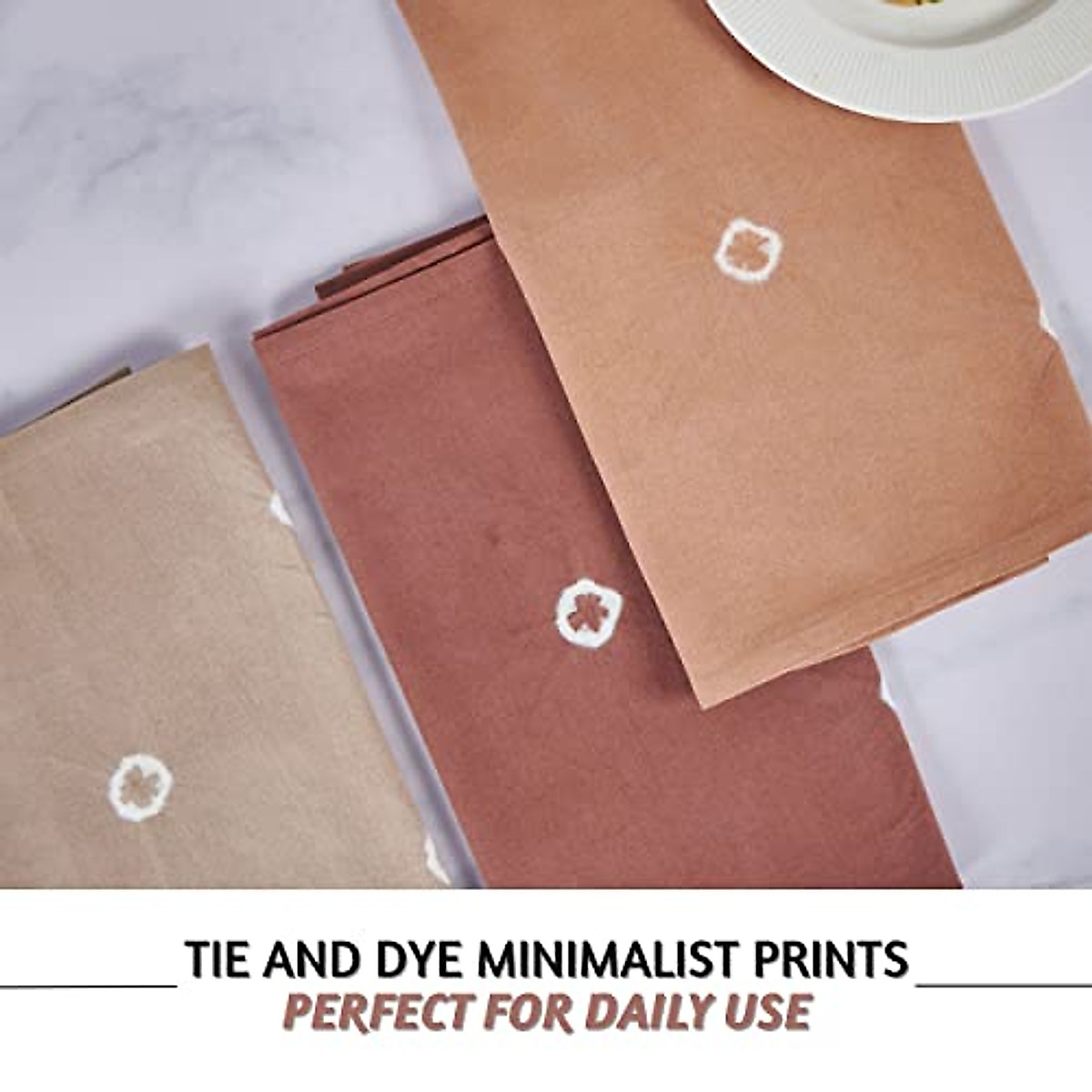 Folkulture Tea Towels or Kitchen Towels with Hanging Loop, 20 X 26 Inches Boho Dish Towels, 100% Cotton Modern Shibori Dish Towels, Flour Sack Hand Towel for Farmhouse Decor, Set of 3, Indie Sahara