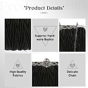 JAMBHALA Women Pleated Clutch Bag with Adjustable Chain Handbag Dumpling Pouch for Wedding, Bridal, Prom, Party (black)