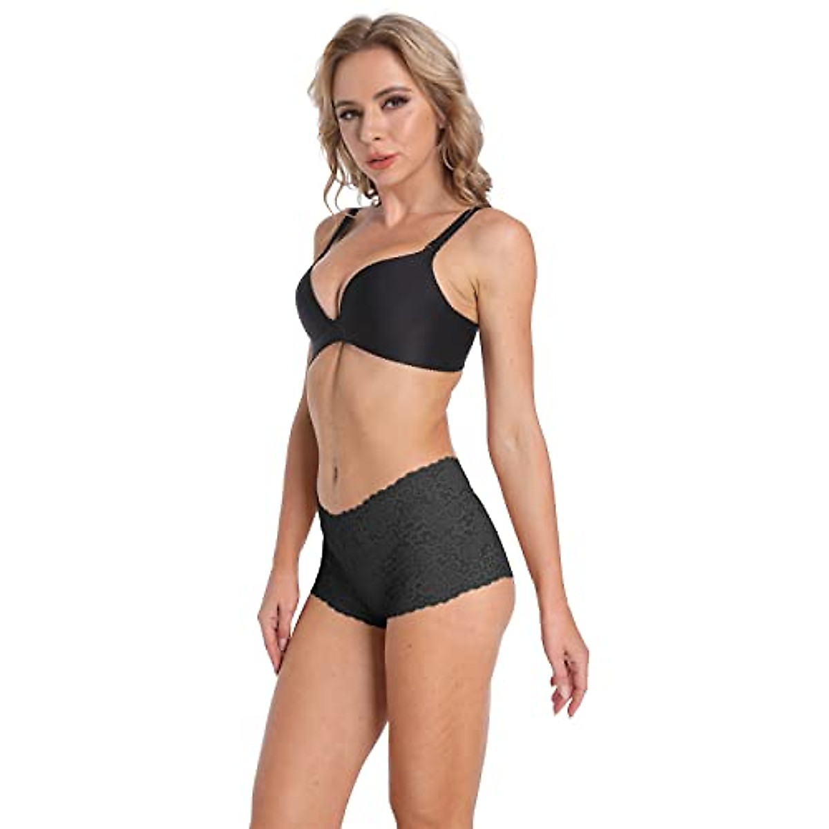 Black Lace Boyshort Underwear For Women Open Croth Booty Cheekcy Lacy Panties Sexy Lingeries Plus size Pack of 3