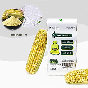 Small Trash Bags, Inwaysin Small Garbage Bags 4-6 Gallon Biodegradable Can Liners Thicken, Size Expanded, White 200 Counts